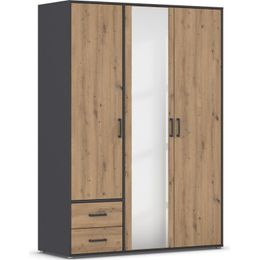 Dreht&uuml;renschrank Rauch, B:140cm H:194cm T:53cm, grau, Holzwerkstoff, Schr&auml;nke, "Kleiderschrank Schrank Garderobe W&auml;scheschrank VOYAGER", mit modernen