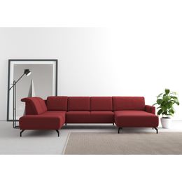 Sit & More Wohnlandschaft SIT & MORE, B:337cm H:84cm T:205cm, rot, Sofas, "Bailando U-Form", wahlweise mit Kopfteilverstellung und Vorziehsitz, motorisch