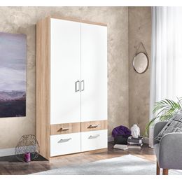 Kleiderschrank Priess, B:94cm H:193cm T:56cm, wei&szlig;, Holzwerkstoff, Schlafzimmer, Schr&auml;nke