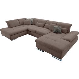 Wohnlandschaft, B:365cm H:80cm T:225cm, grau, SET ONE BY Musterring, Sofas, "SO 4100 komfortable Federkernunterfederung, inkl. Kopfteilverstellung",