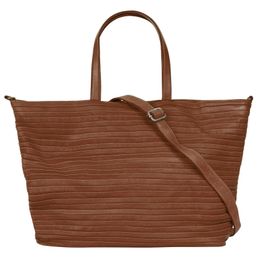 Samantha Look Damen Shopper, braun, Leder, leicht gl&auml;nzend, unifarben, Taschen, echt Leder, Made in Italy