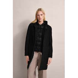 Bugatti Damen Kurzmantel, schwarz, Gr. 36, unifarben, 100% Wolle, M&auml;ntel, mit Materialmix