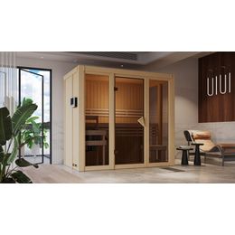 Karibu Sauna "Ivana 2", Saunaofen, integrierte Steuerung, 3,6 kW, beige, Saunen, Ganzglasfront