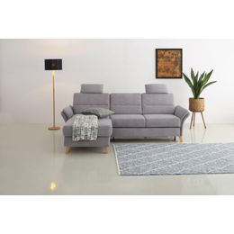 Ecksofa Home Affaire, B:252cm H:90cm T:162cm, silber, 100% Polyester, Wohnzimmer, Sofas, "Westerland L-Form", Federkern-Polsterung, wahlweise mit