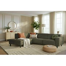 Ecksofa Home Affaire "LORCAN mit Holzfu&szlig;, Breite 275 cm, weiches Sitzgef&uuml;hl", forest gr&uuml;n, B:275cm H:77cm T:210cm, 100% Polyester, Sofas, Ecksofa, Massivholzf&uuml;sse, Chenille und Boucl&eacute; -Bez&uuml;ge