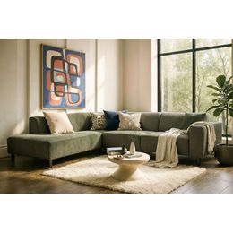 Ecksofa Home Affaire, B:275cm H:77cm T:210cmforest gr&uuml;n, 100% Polyester, Wohnzimmer, Sofas, "LORCAN mit Holzfu&szlig;, Breite 275 cm, weiches Sitzgef&uuml;hl",