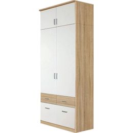 Kleiderschrank Rauch, B:91cm H:199cm T:58cm, wei&szlig;, Holzwerkstoff, Kinderzimmer, Schr&auml;nke, "Kleiderschrank Schrank Garderobe deckenhoher Schrank