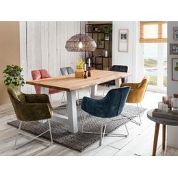 Esstisch Home Affaire, B:280cm H:77cm T:110cm, beige, Tische, "Tristan", massive Balkeneiche ge&ouml;lt mit Baumkante, in natur oder white wash