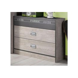 Schubkastenkommode Parisot, B:87cm H:77cm T:44cm, grau, Sideboards, "Fabric", mit 3 Schubk&auml;sten