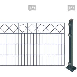 Arvotec Doppelstabmattenzaun "EASY 80 zum Aufschrauben "Karo" mit Zierleiste", H/L: 80cm x 30m, Pfosten: 16 Stk., grau, Zaunelemente, Zaunh&ouml;he 80 cm,
