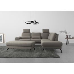 Sit & More Ecksofa SIT & MORE, B:260cm H:91cm T:226cm, braun, Wohnzimmer, Sofas, "Cinturo L-Form", inklusive Sitztiefenverstellung und Federkern, Sitzh&ouml;he 48 cm
