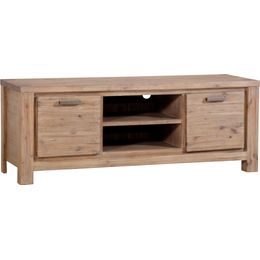 TV-Board GUTMANN FACTORY, B:160cm H:61cm T:54cm, beige, Holz teilmassiv, Sideboards, aus Massivholz Akazie, Breite 160 cm