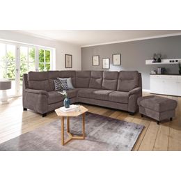 Ecksofa Home Affaire, B:265cm H:104cm T:215cm, grau, Struktur weich (90% Polyester / 10% Polyamid);Luxus-Microfaser (100% Polyester);Luxus-Microfaser