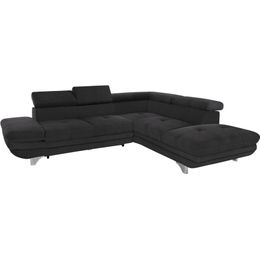 Ecksofa COTTA, B:273cm H:72cm T:237cm, schwarz, Struktur (100% Polyester );Chenille (90% Polyester; 10% Polyamid ), Wohnzimmer, Sofas, "Enterprise