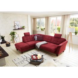 Ecksofa Home Affaire, B:260cm H:89cm T:214cm, lila, Struktur fein (100% Polyester);Flachgewebe (100% Polyester);Luxus-Microfaser (90% Polyester, 10%