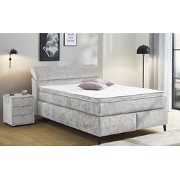 Jockenh&ouml;fer Boxspringbett, B:149cm L:231cmhellgrau 433, 29, JOCKENH&Ouml;FER GRUPPE, Bezug Bett: Chenille (100% Polyester);Topper und Matratzenspiegel: 100%