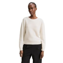 Damen V-Ausschnitt-Pullover, wei&szlig;, Gr. XL, Tom Tailor Denim, unifarben, Strick, Obermaterial: 100% Baumwolle, Pullover, mit Rippb&uuml;ndchen