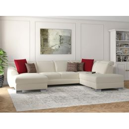 Sit & More Wohnlandschaft SIT & MORE, B:338cm H:86cm T:219cm, beige, Sofas, "Dundee U-Form", mit Federkern und Edelstahlf&uuml;&szlig;en, wahlweise mit Kopfteilverstellung