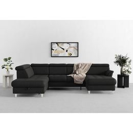 Sit & More Wohnlandschaft SIT & MORE, B:304cm T:216cm, grau, 100% Polyester, Sofas, "Marano U-Form", inklusive Kopfteilverstellung, wahlweise mit Bettfunktion,