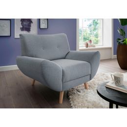 Sessel Home Affaire, B:112cm H:80cm T:82cm, blau, (100% Polyester) Struktur fein (100% Polyester) Chenille, Wohnzimmer, Sessel, "Basta"