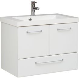 Waschtisch SAPHIR, B:74cm H:56cm T:45cm, wei&szlig;, Badezimmer, Waschtische, "Quickset Mineralmarmor-Waschtisch mit Unterschrank, 74 cm breit", Wachplatz,