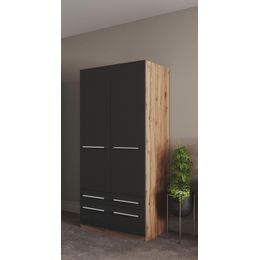 Kleiderschrank Priess, B:94cm H:193cm T:54cm, schwarz, Holzwerkstoff, Schlafzimmer, Schr&auml;nke, "Schrank Garderobe W&auml;scheschrank Barcelona in 5
