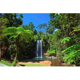 papermoon Fototapete "Wasserfall im Wald", B/L: 2,5m x 1,86m, Bahnen: 5 Stk., bunt, Schlafzimmer, Tapeten