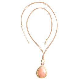 Damen Lange Kette "Rosa", rosa, Basic, Collezione Alessandro, Metall, Halsketten, mit gro&szlig;em Schmuckstein
