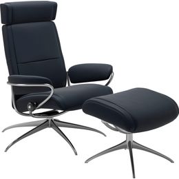 stressless "Paris" Set, Relaxsessel mit Hocker, mit Hocker, Low Back mit Kopfst&uuml;tze, mit Star Base, Gestell Chrom