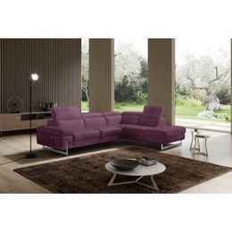 Ecksofa Egoitaliano, B:278cm H:100cm T:221cm, lila, Wohnzimmer, Sofas, "Candice, elegant, edel und bequem, erstklassiger Sitzkomfort, L-Form", inkl.
