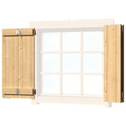 Fensterladen Lasita Maja, B:88cm H:88cm T:3cm, beige, Massivholz, Fensterl&auml;den