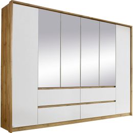 Dreht&uuml;renschrank Rauch, B:275cm H:212cm T:58cm, wei&szlig;, Holzwerkstoff, Schr&auml;nke, "Mainz mit Spiegel und Passepartout", optional mit Beleuchtung,