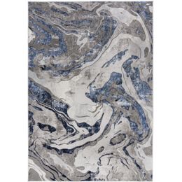 Teppich FLAIR RUGS, B:200cm H:12mm L:290cm, blau, Kunstfaser, Wohnzimmer, Teppiche, "Marbled", dezenter Glanz, mehrfarbig, modernes Marmor-Design