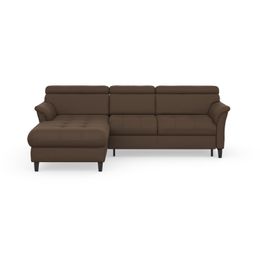 Sit & More Ecksofa SIT & MORE, B:257cm T:166cm, braun, 100% Polyester, Wohnzimmer, Sofas, "Marano L-Form", inklusive Kopfteilverstellung, wahlweise mit