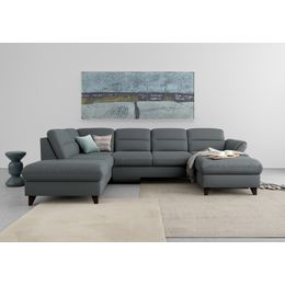 Sit & More Wohnlandschaft SIT & MORE, B:306cm H:87cm T:212cm, grau, 100% Polyester, Sofas, "Mellum U-Form", Federkern, wahlweise mit Bettfunktion, Stauraum und