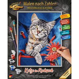 Schipper Kinder Malen nach Zahlen "Meisterklasse Klassiker - Katze im Rucksack", bunt, B:24cm H:30cm, Malvorlagen, Made in Germany