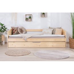 Funktionsbett Ticaa, B:96cm L:204cm, beige, Daybetten, "Melinda, Daybett, Jugendbett, 2 Schlafpl&auml;tze, Schublade auf Rollen", FSC-zertifizierte