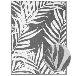 Teppich, B:160cm H:5mm L:220cm, grau, PRIMAFLOR-IDEEN IN TEXTIL, Polypropylen, Wohnzimmer, Teppiche, "Outdoorteppich REVERSO - Palm Tree",