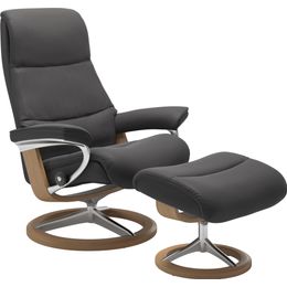 stressless "View" Set, Relaxsessel mit Hocker, mit Signature Base, Gr&ouml;&szlig;e M,Gestell Eiche