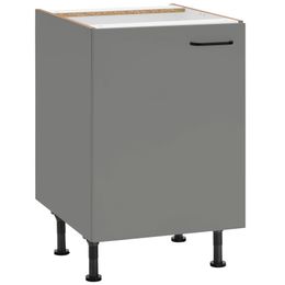 Unterschrank Optifit, B:60cm H:87cm T:58,4cm, grau, Holzwerkstoff, K&uuml;che, Schr&auml;nke, "Elga", mit Soft-Close-Funktion, h&ouml;henverstellbare F&uuml;&szlig;e, Breite