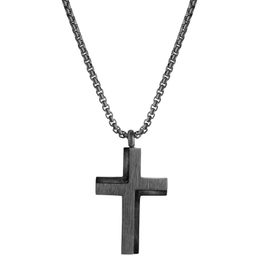 Firetti Damen Kette mit Anh&auml;nger "Schmuck Geschenk Kreuz", Edelstahl, L: 55 B: 2,3mm, schwarz, Edelstahl, B:2,3mm, Halsketten