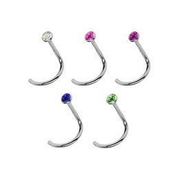 Adelia&acute;s ADELIA ́S Damen Nasenpiercing "Piercing Piercing Nasenpiercing", bunt, Titan, Piercings, Titan Nasen Piercing Set 5 bunte Nasenstecker mit Spirale-