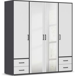 Dreht&uuml;renschrank Rauch, B:187cm H:194cm T:53cm, grau, Holzwerkstoff, Schr&auml;nke, "Kleiderschrank Schrank Garderobe W&auml;scheschrank VOYAGER", mit modernen