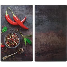zeller PRESENT Schneide- und Abdeckplatte "Chilli", B/H/L: 30cm x 52cm, bunt, Herdabdeckplatten, Silikonf&uuml;&szlig;en