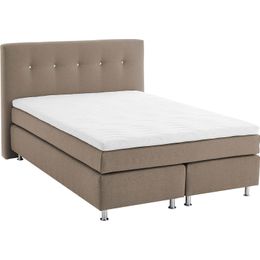 Boxspringbett, B:155cm L:210cm, beige, Westfalia Schlafkomfort, Bezug Bett: Feinstruktur 100% Polyester;Bezug Bonnell-Federkernmatratze: 100%
