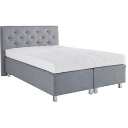Boxspringbett, B:154cm L:210cm, grau, Westfalia Schlafkomfort, Bezug Unterbox und Kopfteil: Strukturstoff (77% Polyester und 23% Viskose);Bezug