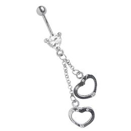 Adelia&acute;s ADELIA ́S Damen Bauchnabelpiercing "Piercing Bauchnabelpiercing", onesize, transparent, Titan, Piercings, Mit Handschellen in Form eines Herzes