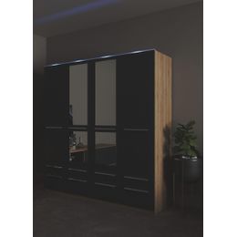 Kleiderschrank Priess, B:185cm H:193cm T:54cm, braun, Holzwerkstoff, Schlafzimmer, Schr&auml;nke, "Schrank Garderobe W&auml;scheschrank Barcelona in 5