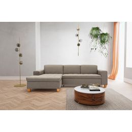 Ecksofa Home Affaire, B:266cm H:80cm T:162cm, grau, Struktur fein (100% Polyester);Chenille (100% Polyester);NaturLEDER (echtes Rindsleder) auf