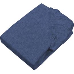 Bettlaken SETEX, B:90cm L:200cm, blau, Feinbiber, Obermaterial: 90% Baumwolle, 10% Polyester, Bettlaken, "Feinbiber Melange Spannbetttuch",